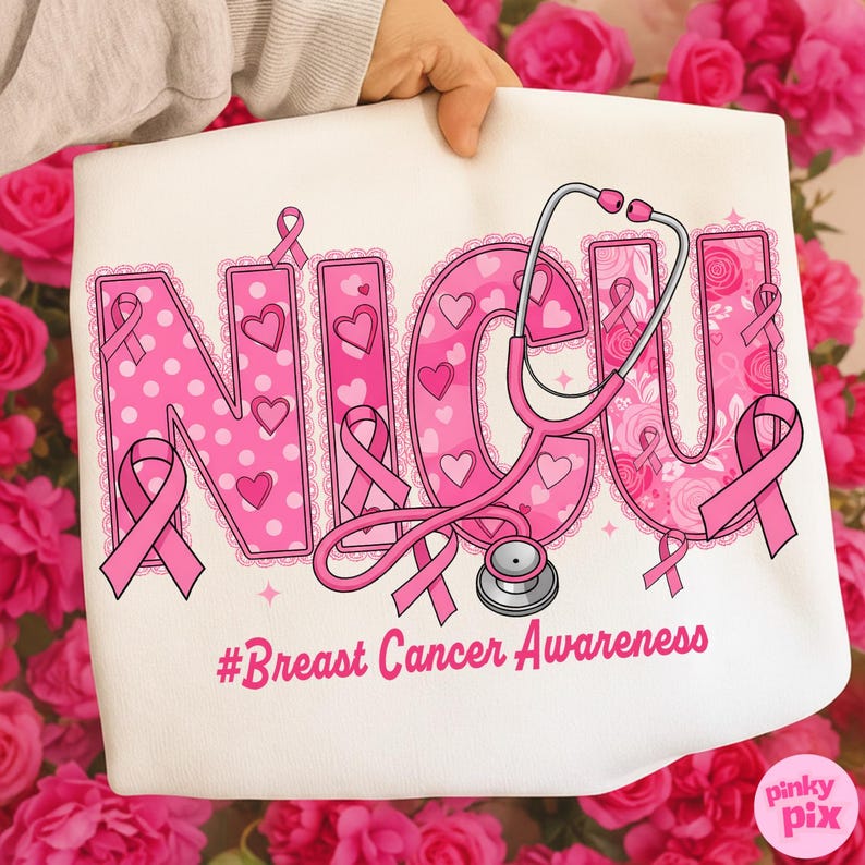 Nurse Breast Cancer Awareness Png Bundle: Pink Ribbon RN, CNA, NICU ...