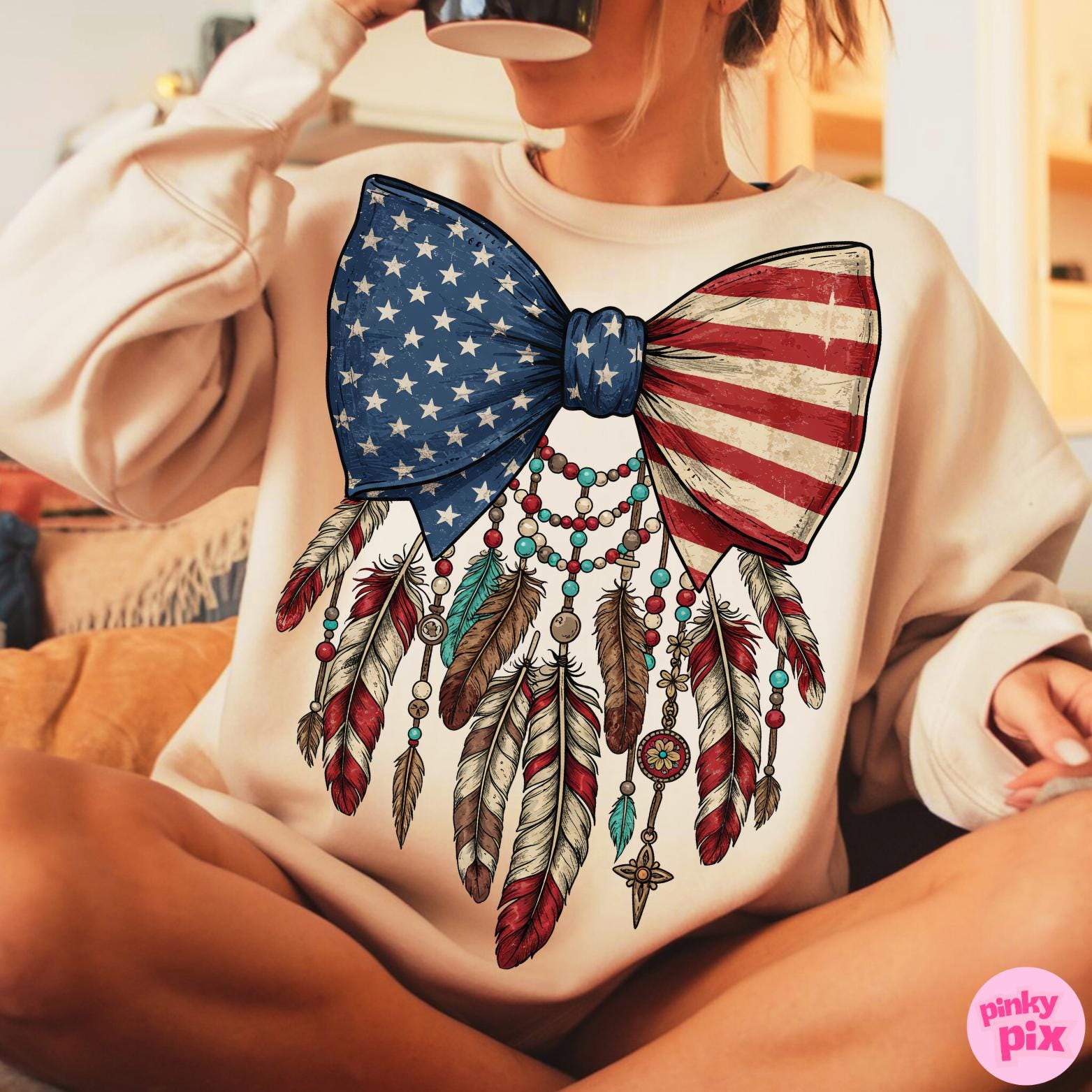 Boho 4th of July PNG Bundle, Retro Coquette America Girl Clipart ...