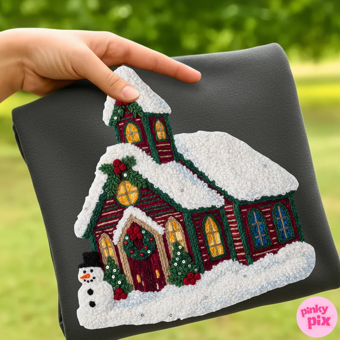 Faux Yarn Church PNG: Crochet Christmas Winter Chapel Sublimation ...