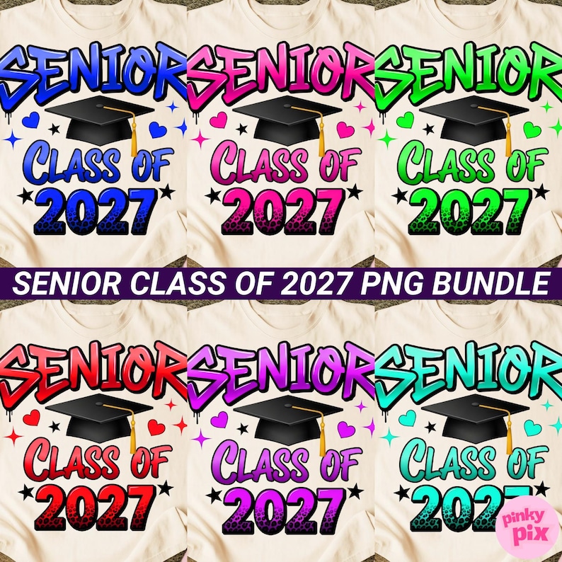 Senior Class of 2027 PNG Bundle: Colorful Graduation Leopard High ...