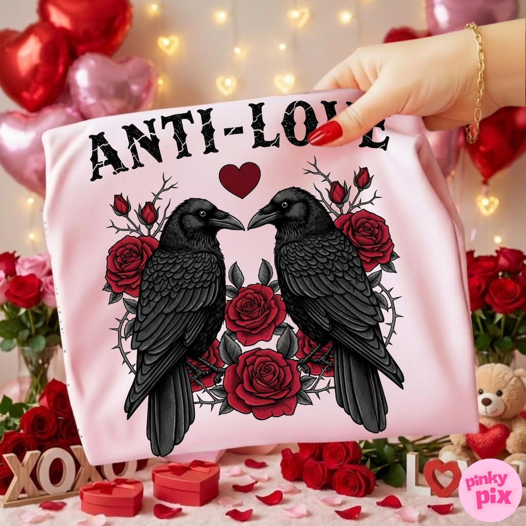 Anti-love Raven Valentine PNG, Gothic Crow Roses Illustration, Dark ...