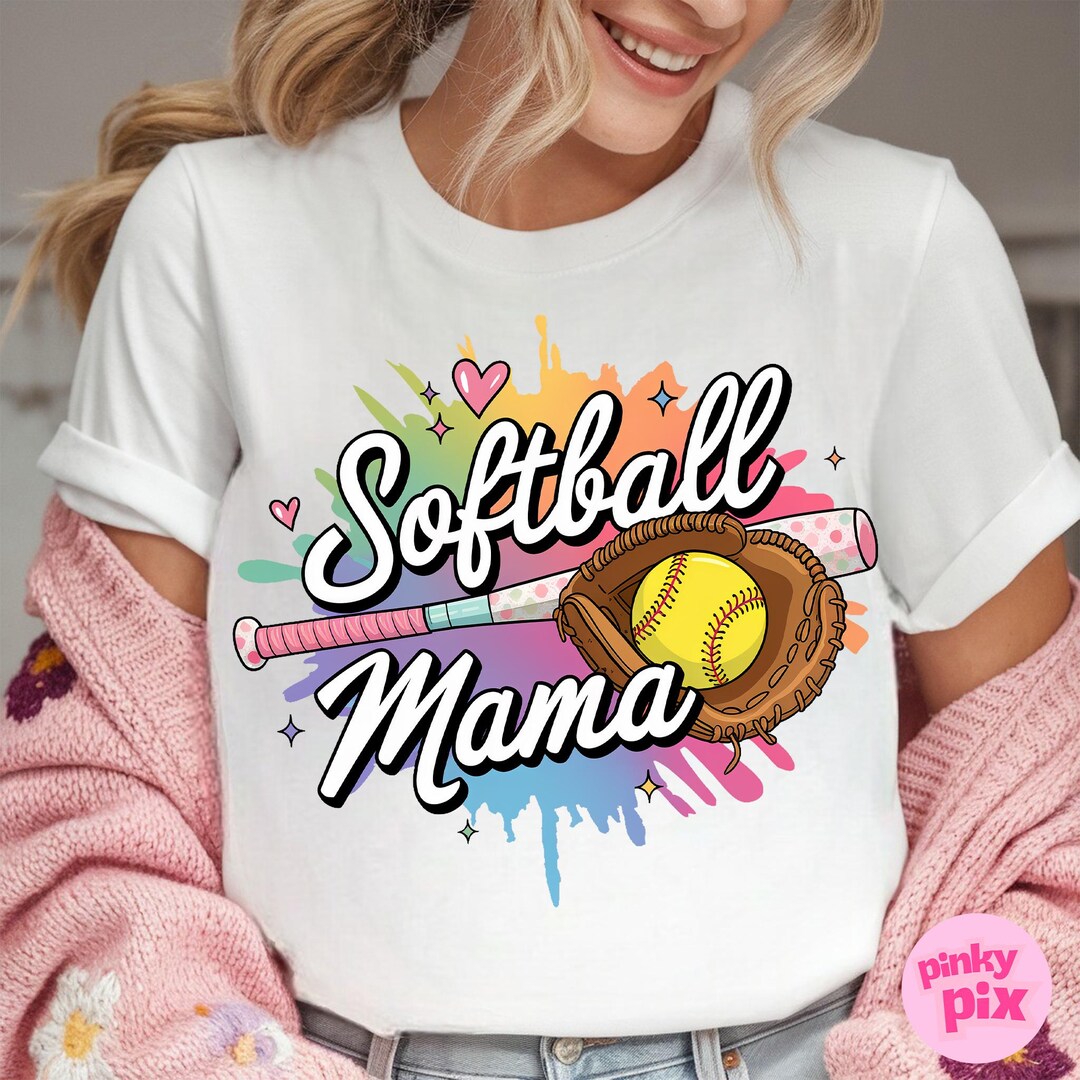 Softball Mama PNG, Pastel Sports Mom Clipart, Game Day Shirt ...