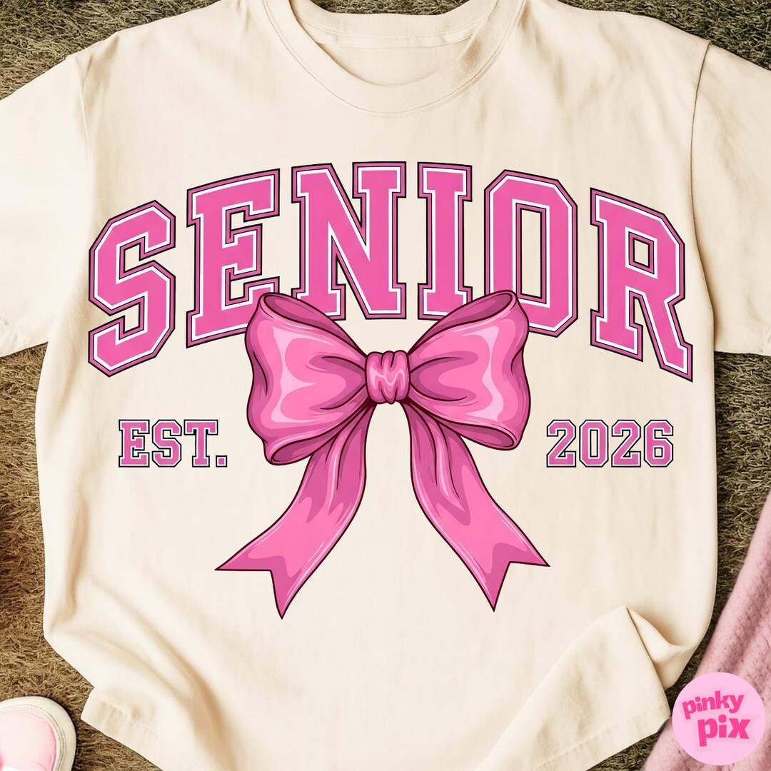 Pink Coquette Senior Bow 2026 Png, Retro Pink Senior Class of Png, Pink ...