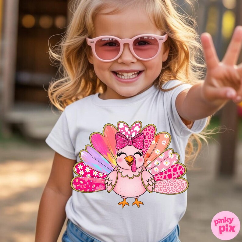 Pink Brushstroke Glitter Cute Turkey Thanksgiving Png, Fall Coquette ...