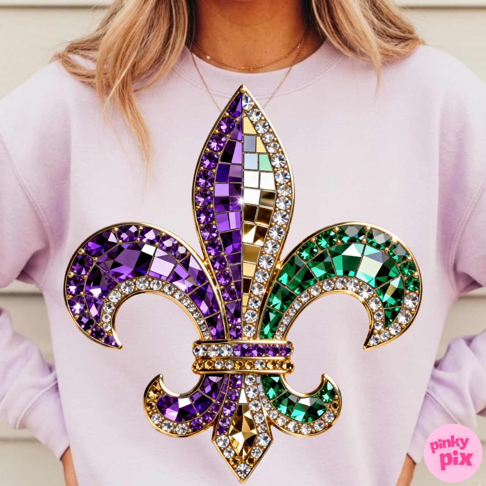 Mardi Gras Fleur De Lis Rhinestone PNG, Sparkle Crystal Jewel Mosaic ...