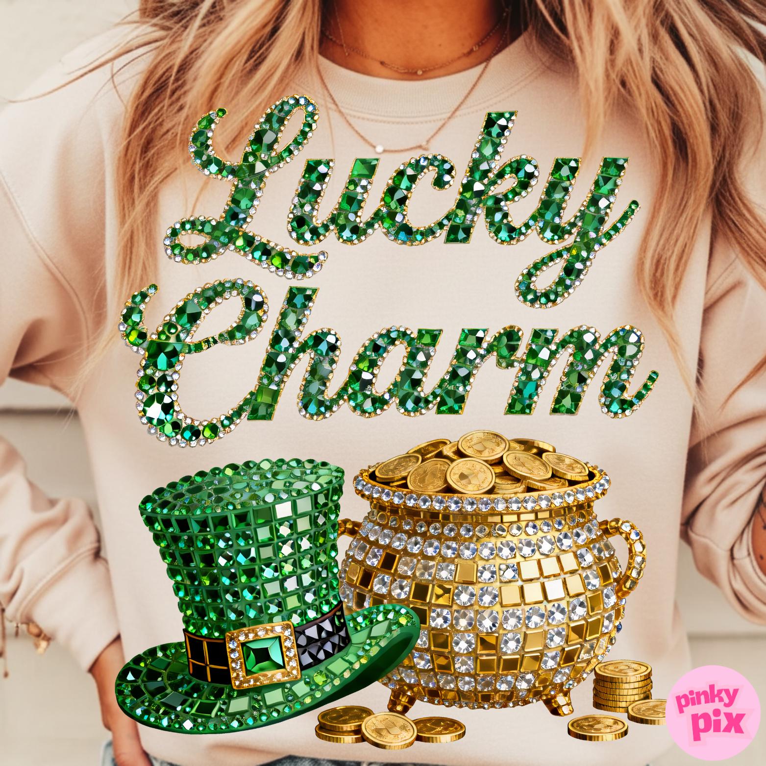 Lucky Charm PNG: St Patrick's Day Rhinestone Pot of Gold Leprechaun Hat ...
