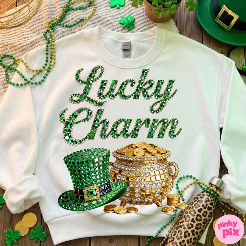 Lucky Charm PNG: St Patrick's Day Rhinestone Pot of Gold Leprechaun Hat ...