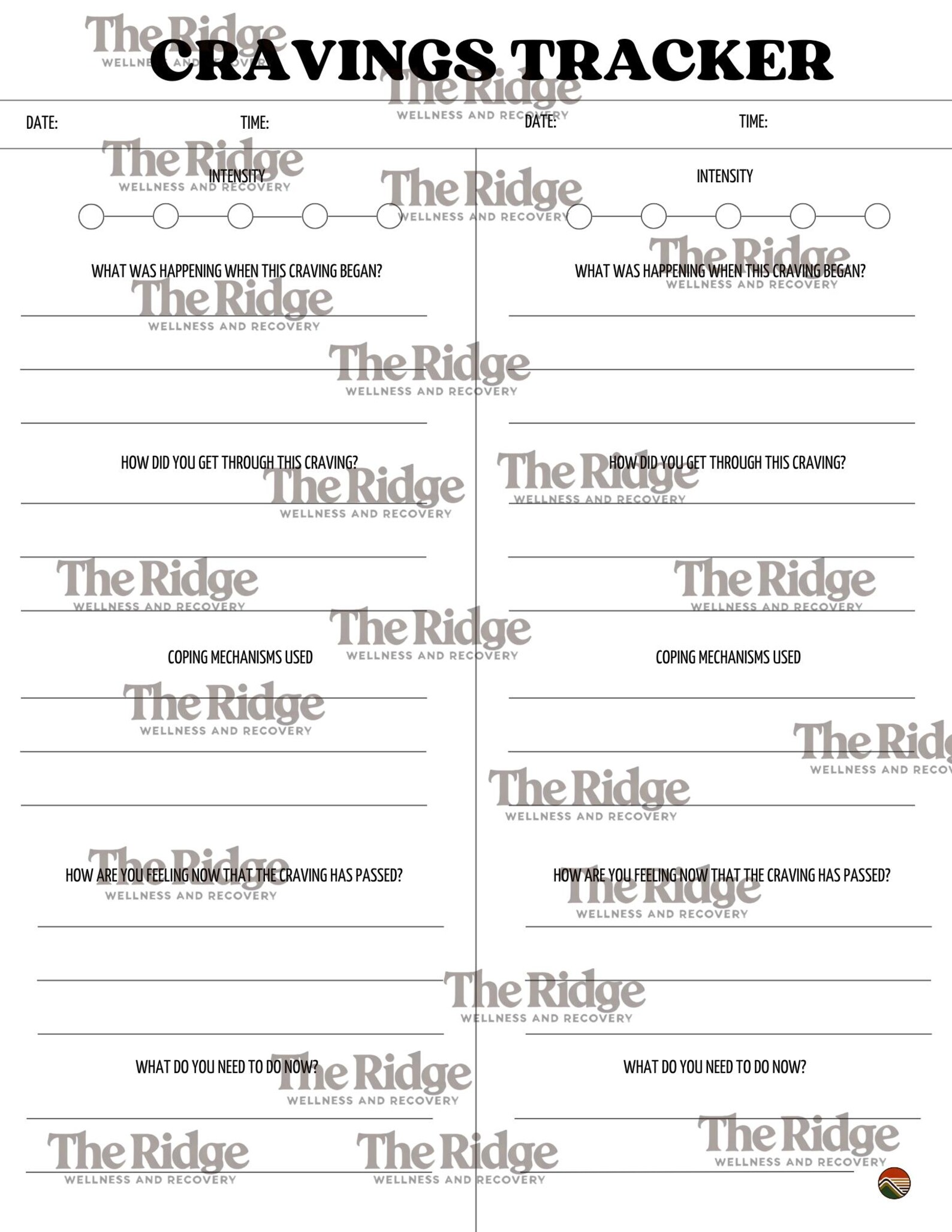 Addiction Recovery- Cravings Tracker- Printable Tracker for Recovery ...