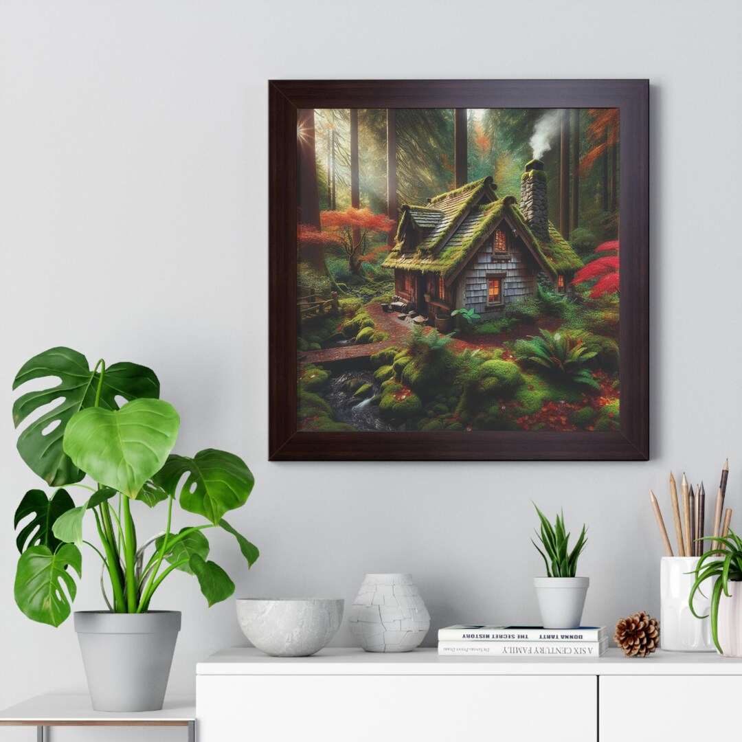 Cozy Cottage Framed Poster: Nature Art Print, Forest Cabin Decor - Etsy