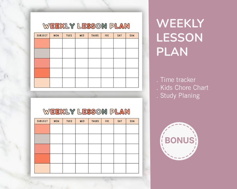 Editable Weekly Lesson Planner: Homeschool & Teacher Printable (canva ...