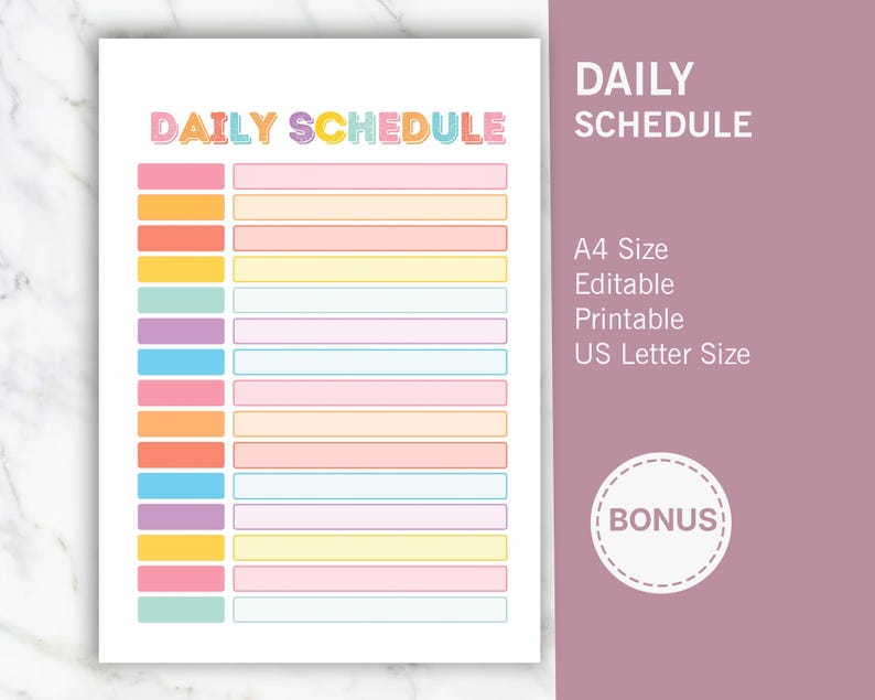 Kids Daily Planner: Chore Chart, Responsibility Printable (digital ...