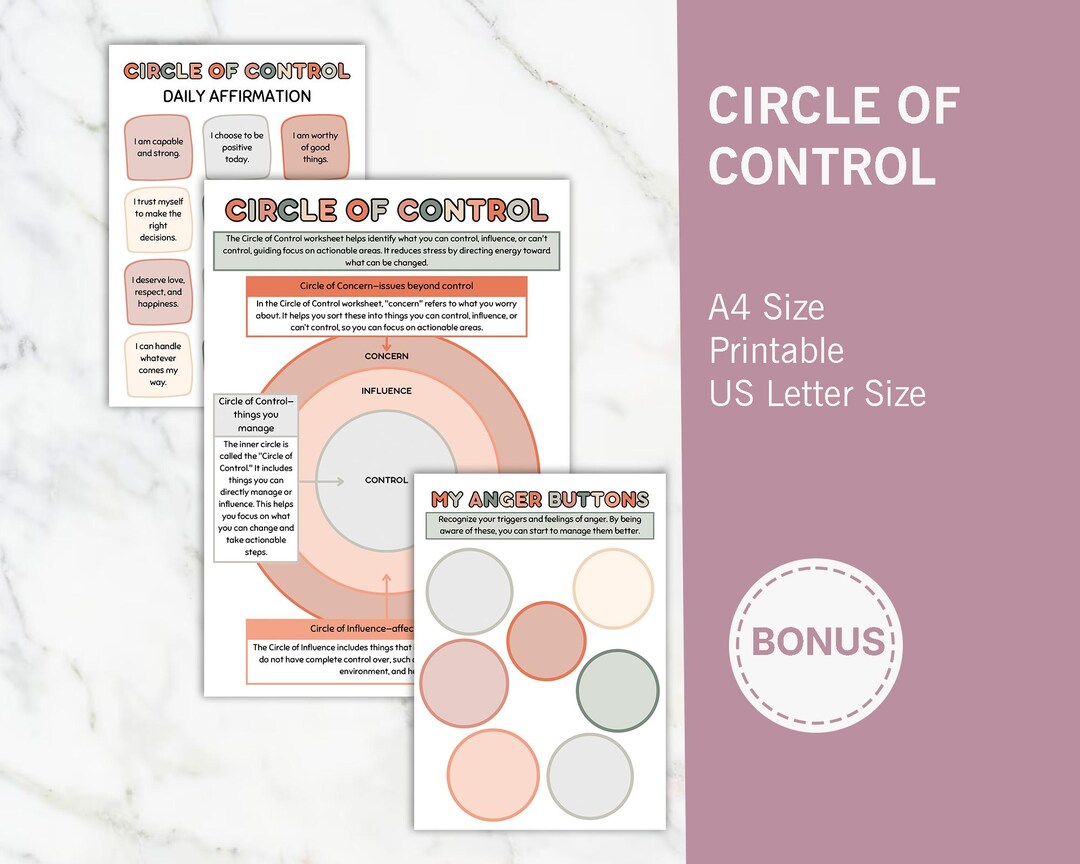 Circle of Control, Grounding Strategies, Therapy Worksheets, Things I ...