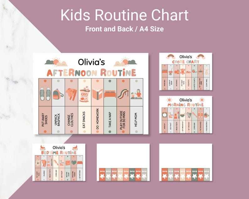 Kids' Routine Flip Chart: Editable Morning & Bedtime Chore Chart ...