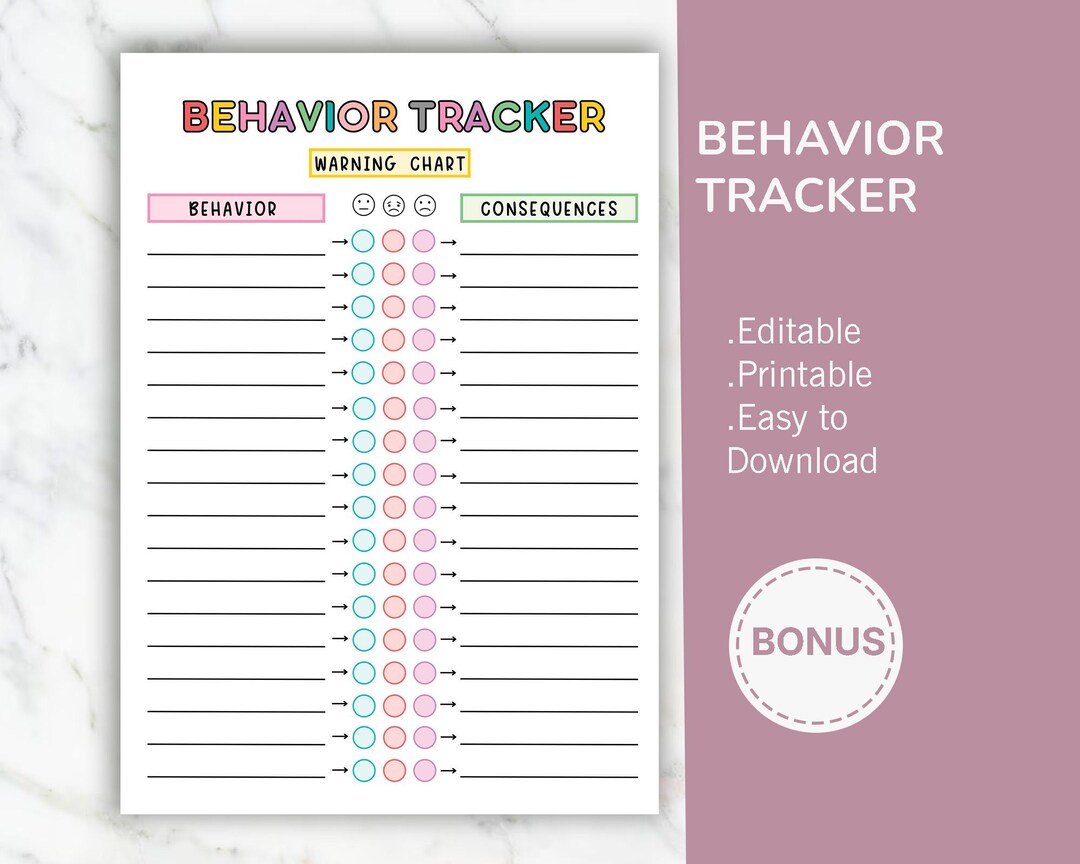 Behaviour Reward Chart for Kids, Colourful Behaviour Tracker, Kids ...