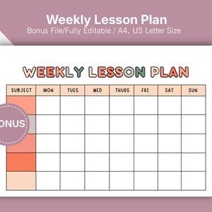 Editable Weekly Lesson Planner: Homeschool & Teacher Printable (canva ...