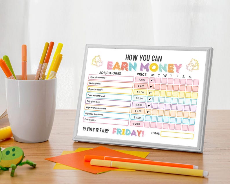 Editable Kids Chore Chart: Allowance & Responsibility (PDF) - Etsy