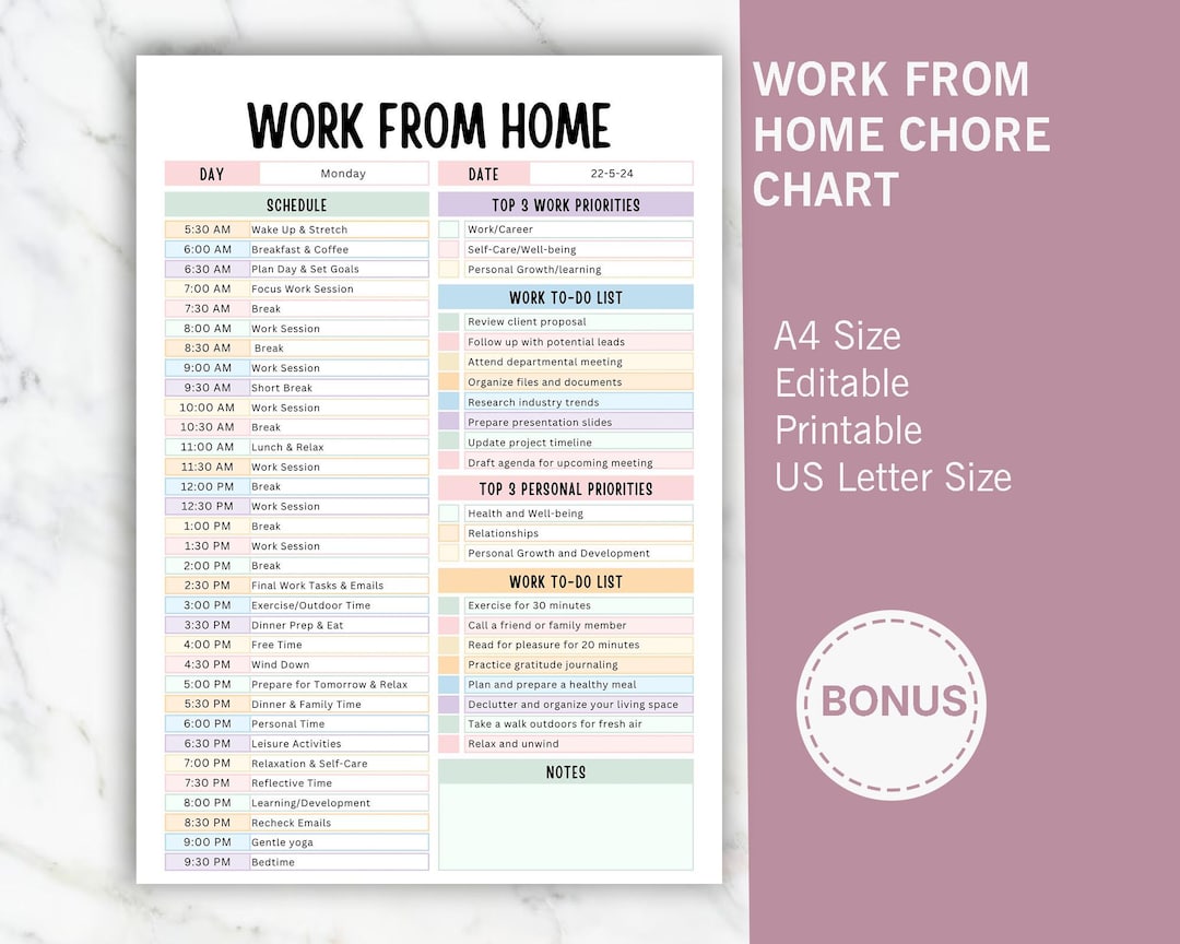 Work From Home Digital Planner: Editable Hourly & Project Template (PDF ...
