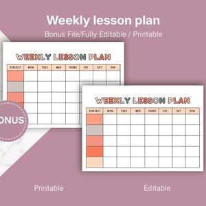 Editable Weekly Lesson Planner: Homeschool & Teacher Printable (canva ...