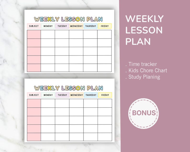 Weekly Lesson Plan, Lesson Planner ,simple Lesson Plan Editable ,weekly ...