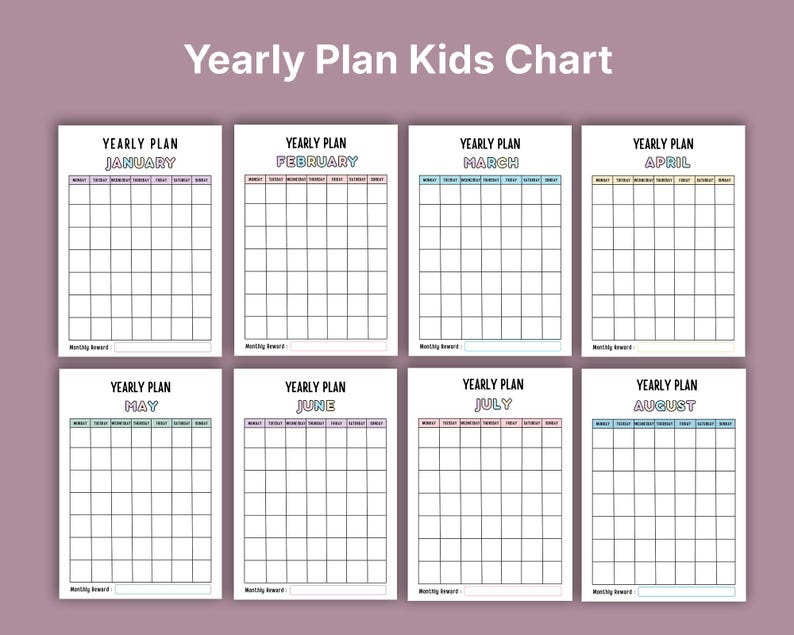 Kids Chore Chart Bundle: Weekly Planner, Reward System (printable PDF ...