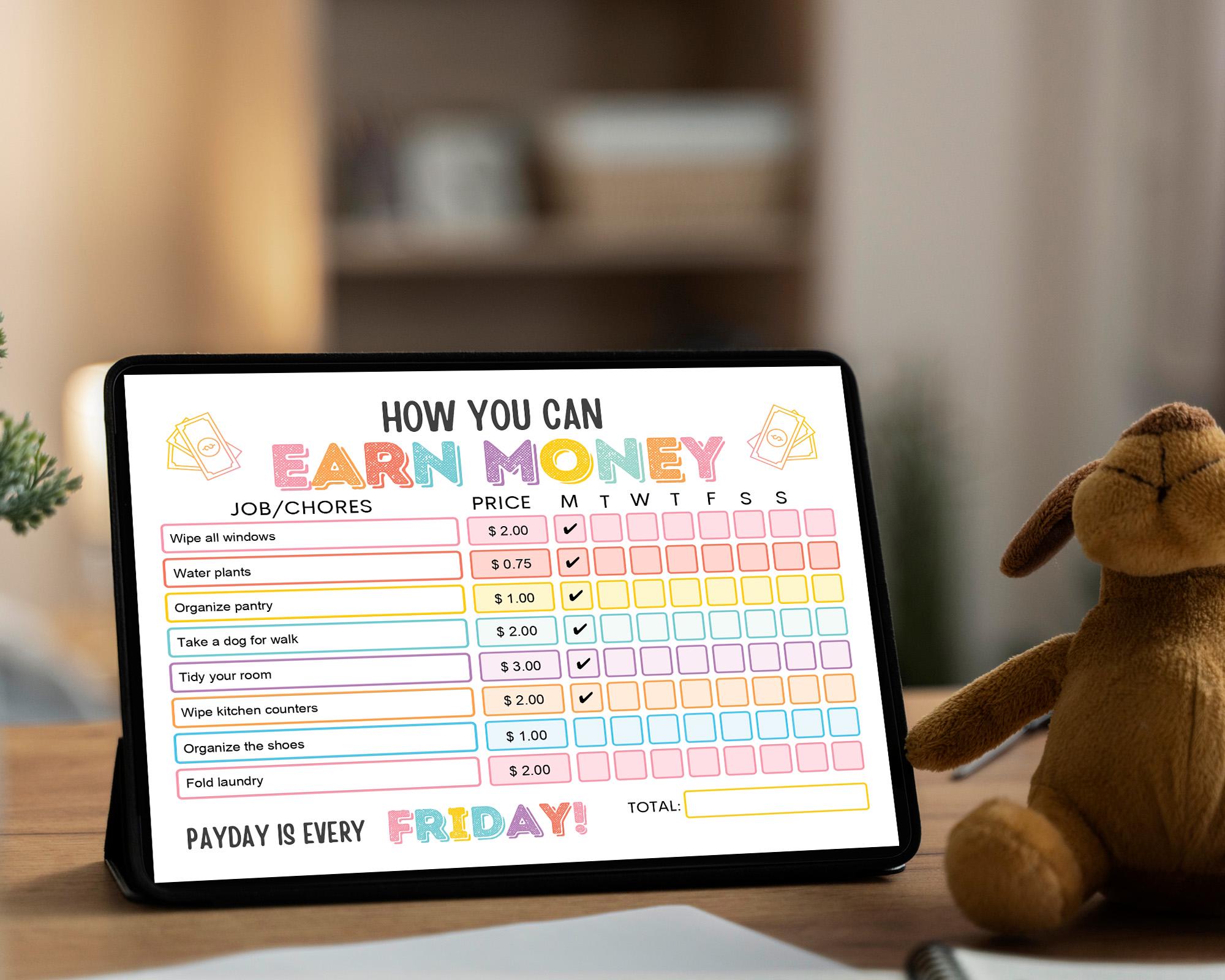 Editable Kids Chore Chart: Allowance & Responsibility (PDF) - Etsy