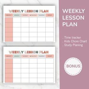 Weekly Lesson Plan, Simple Lesson Plan Editable, Academic Schedule ...