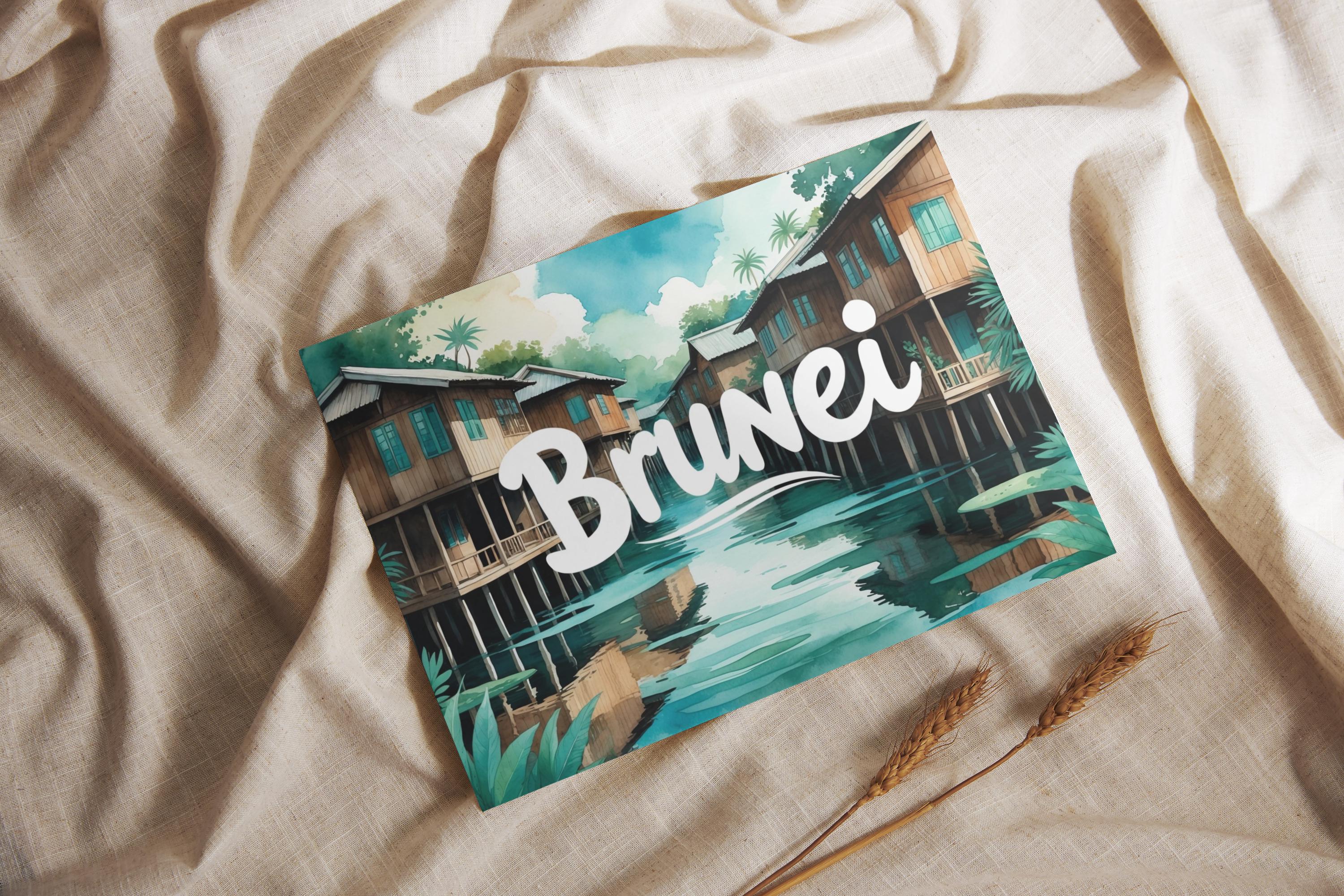 Brunei Postcard, Sultan Omar Ali Mosque, Travel Souvenir, Gift for Asia ...