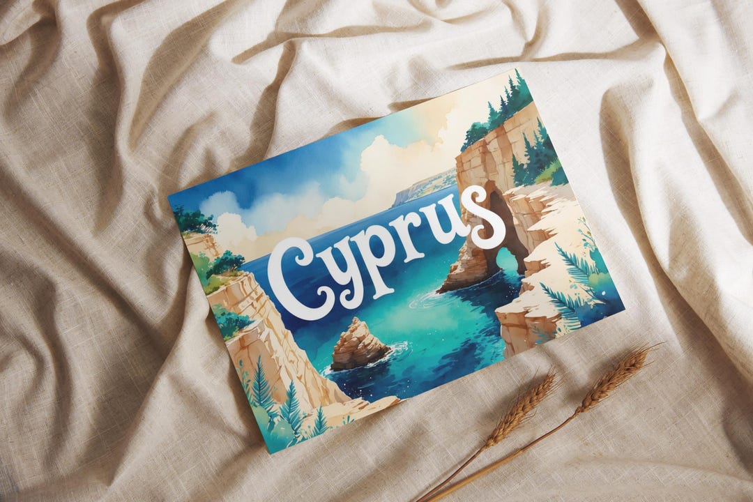 Cyprus Postcard, 3 Motifs, Travel Souvenir and Gift, Illustration ...