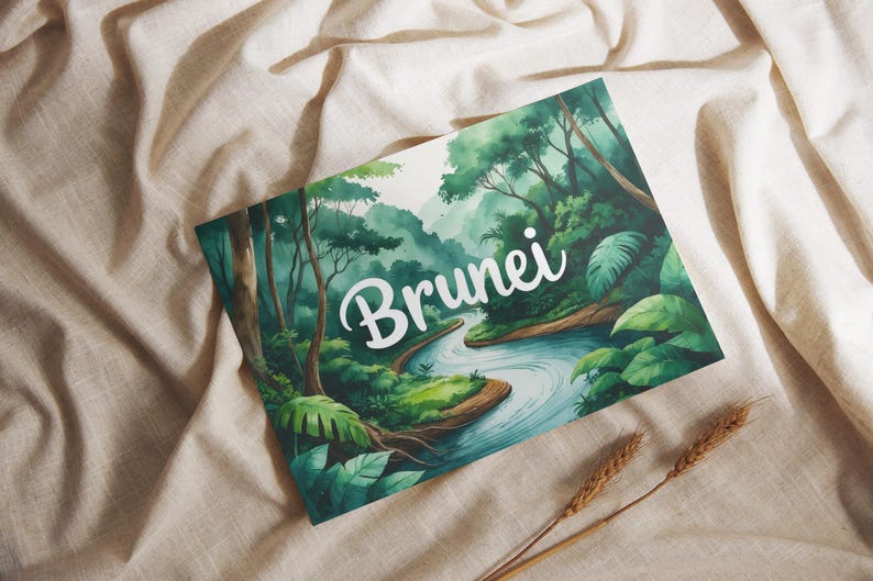 Brunei Postcard, Sultan Omar Ali Mosque, Travel Souvenir, Gift for Asia ...