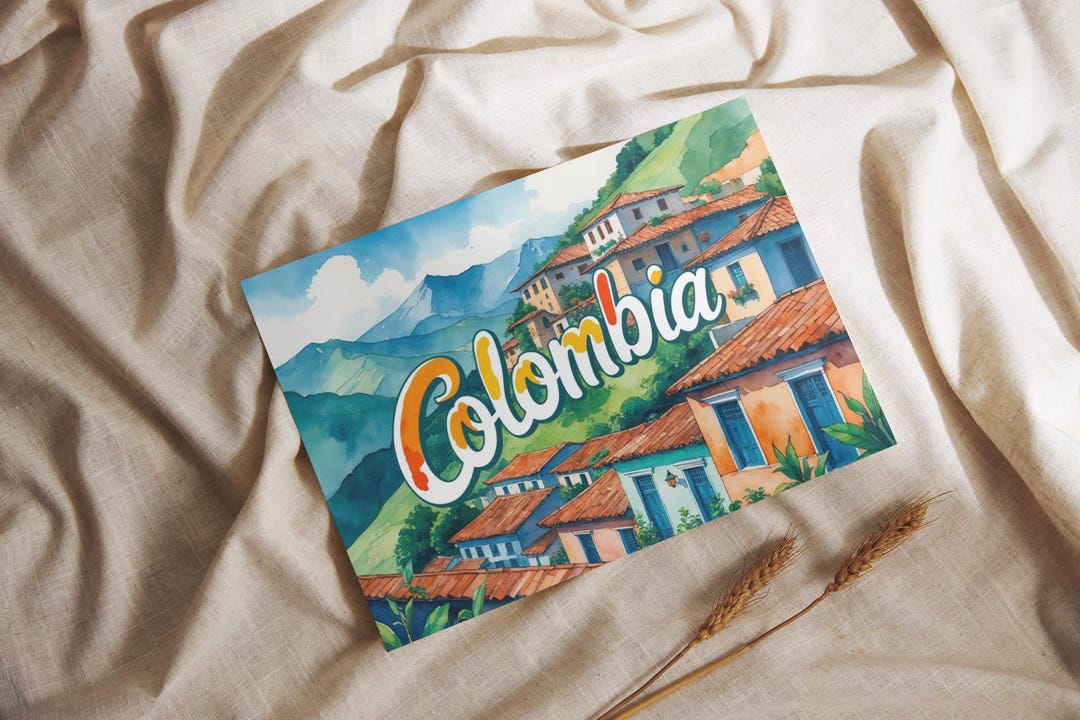 Colombia Postcard, Travel Souvenir, Colombian Art, Travel Souvenir ...