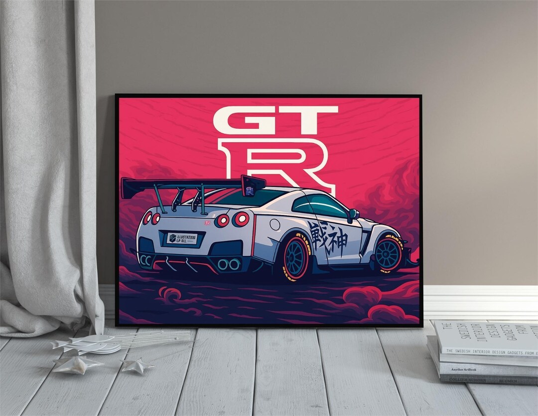 Nissan GTR Car Poster – GTR Wall Art Print, Digital Racing Car Decor ...