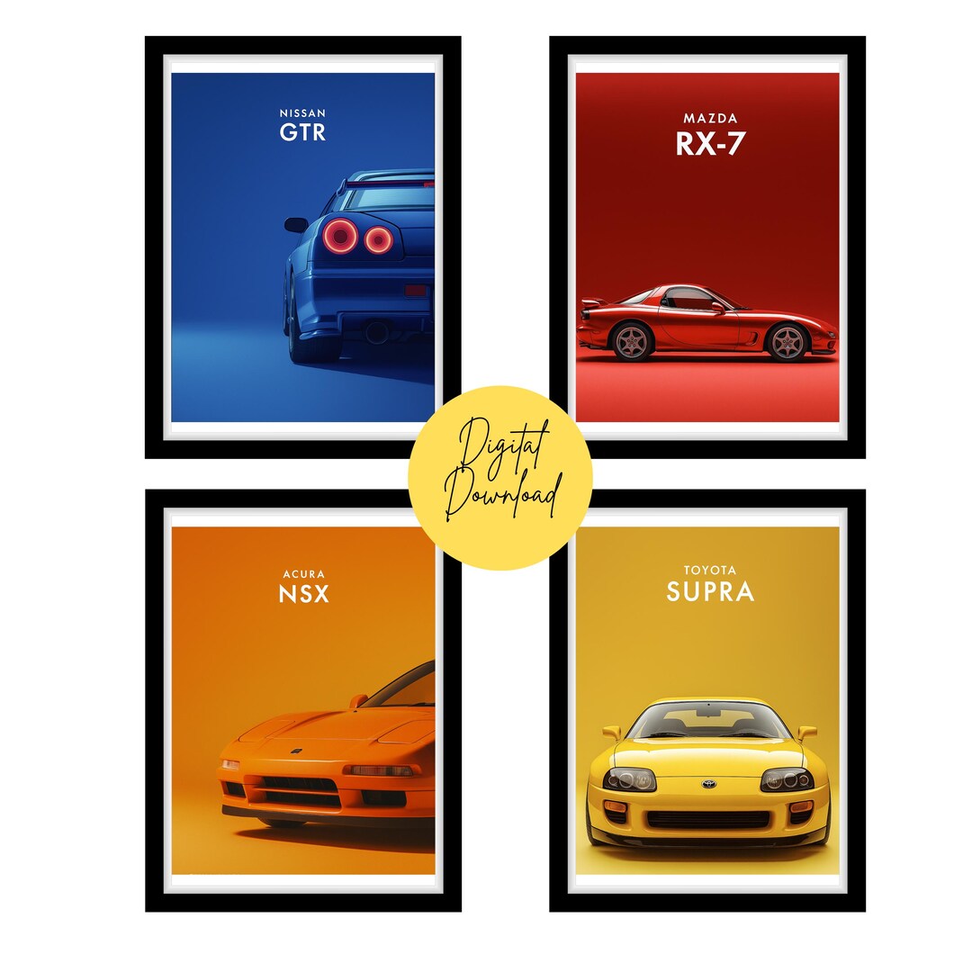 Set of 4 Most Popular Car Posters Wall Art Cool Racing Home Decoration ...