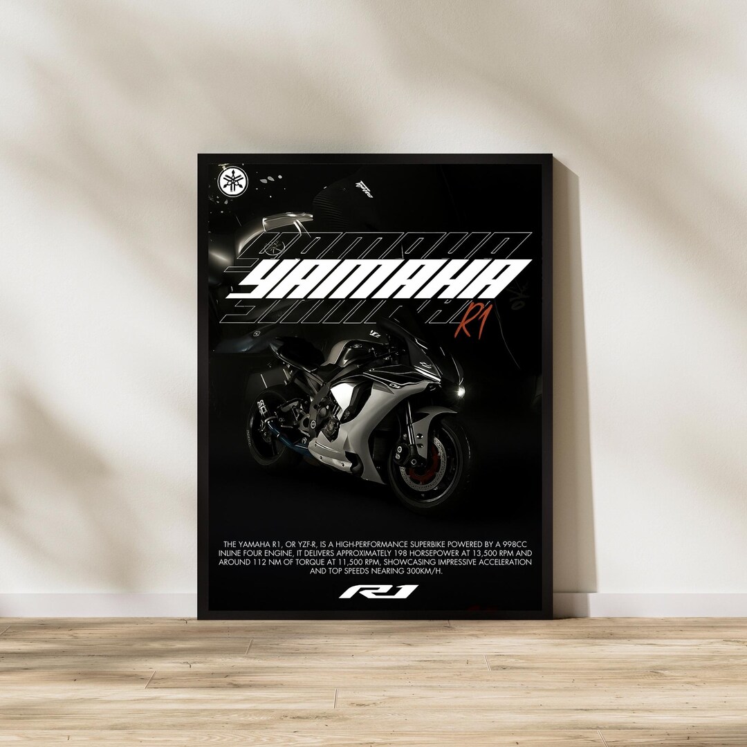 Yamaha R1 Sports Bike Digital Poster | High-resolution Motorcycle Wall ...