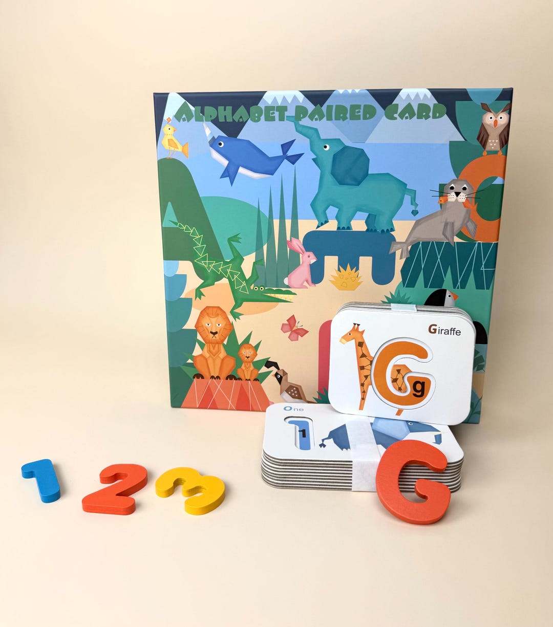 Wooden Montessori-style English Alphabet and Numbers Learning Cards for ...