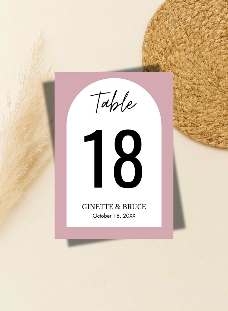 Modern Arch Wedding Table Number Template, Minimalist Reception Decor ...