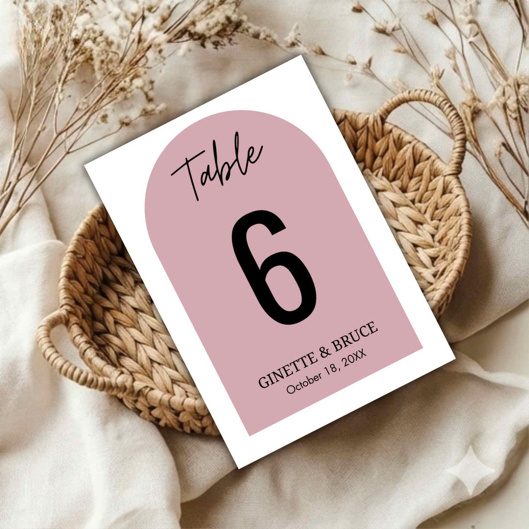 Modern Arch Wedding Table Number Template, Minimalist Reception Decor ...