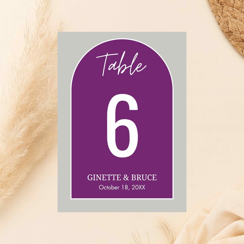 Modern Arch Wedding Table Number Template, Minimalist Reception Decor ...
