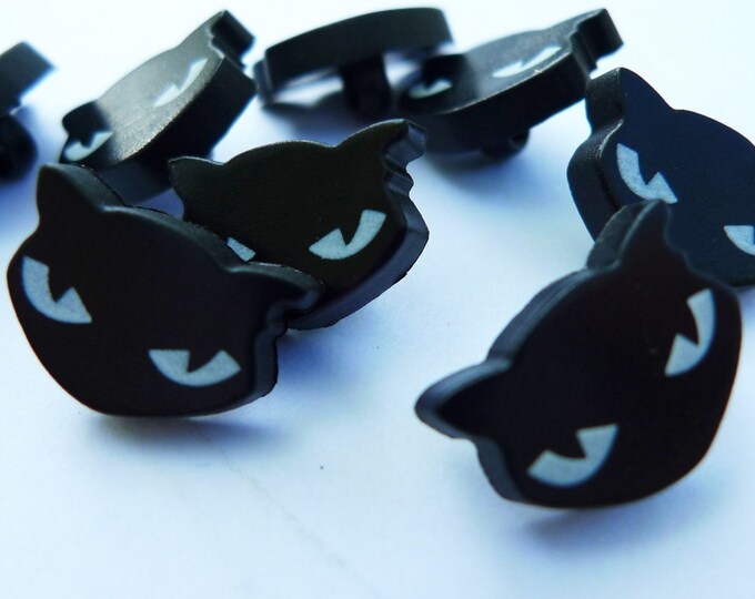 Black Cat Plastic Buttons - Etsy