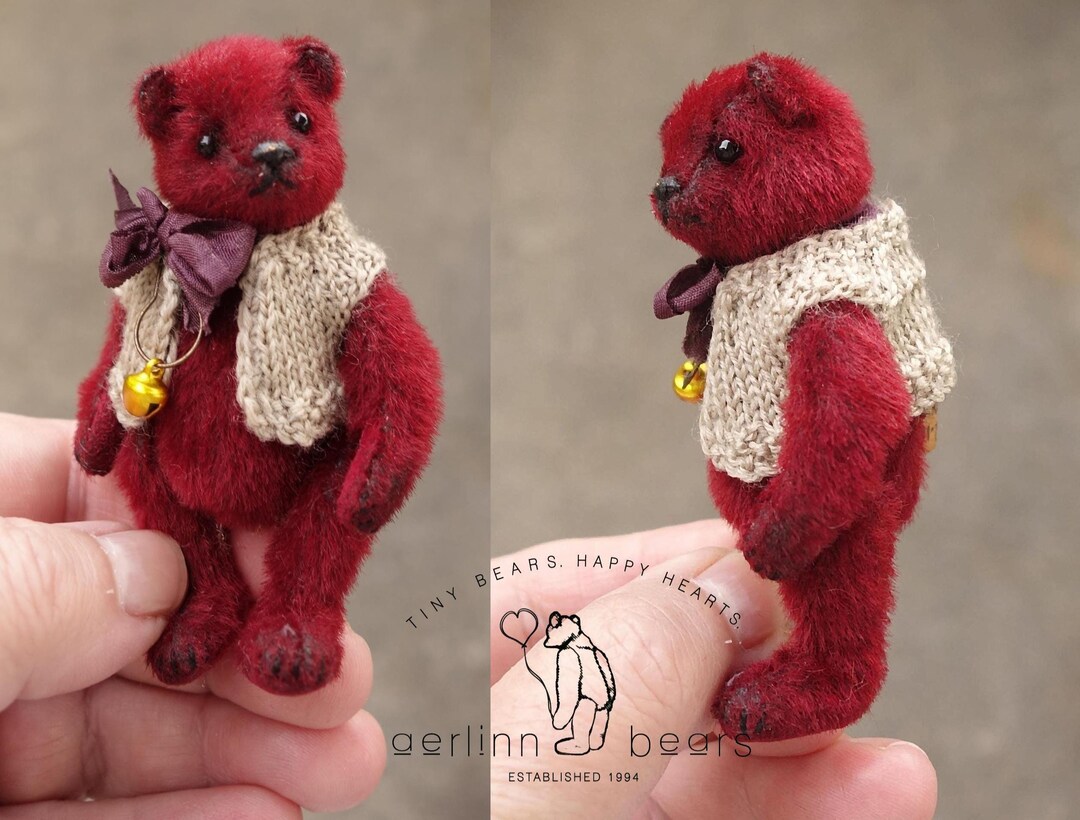 Red Miniature Mini Artist Teddy Bear Art Doll by Aerlinn Bears - Etsy