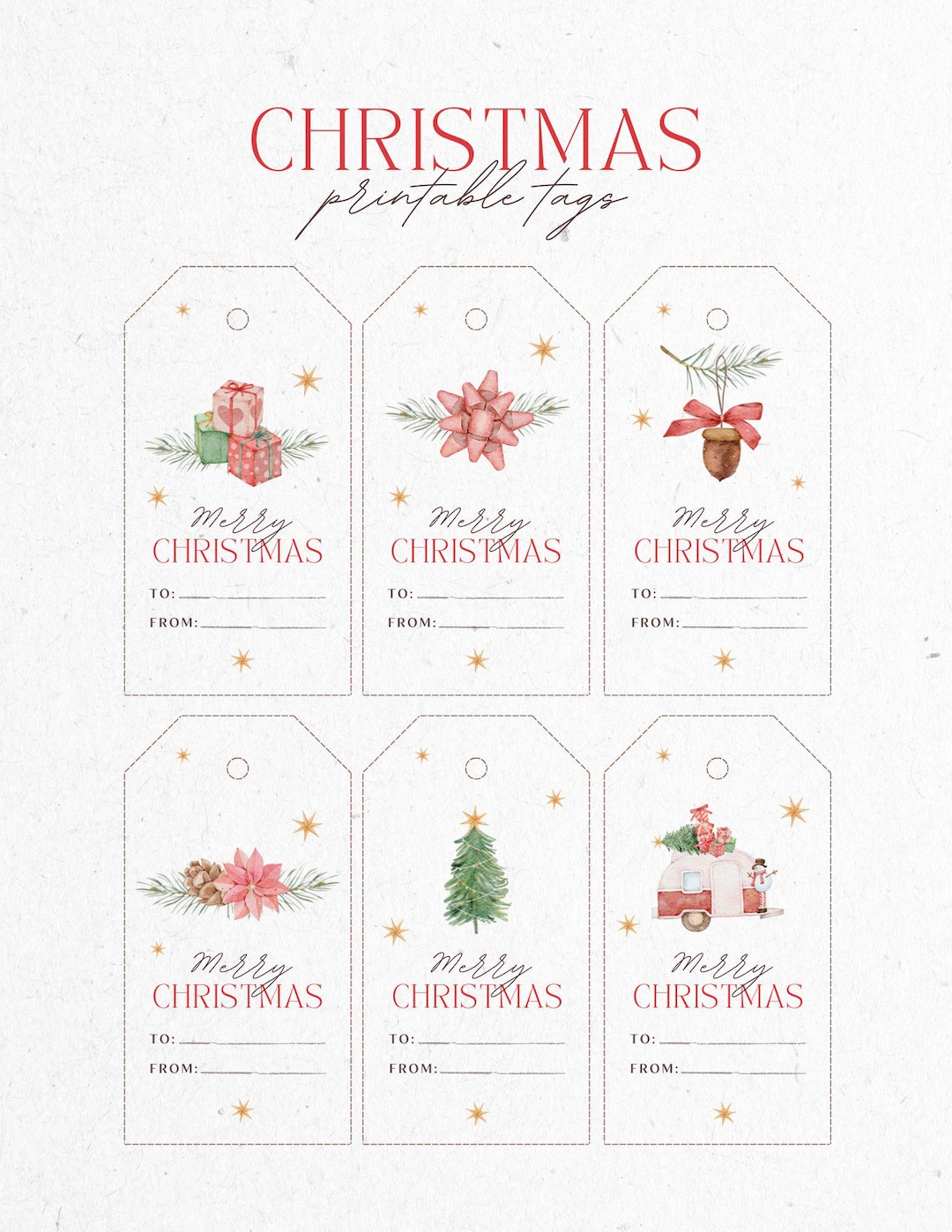 Christmas Gift Tags Printable Set | Holiday Gift Labels | Festive ...