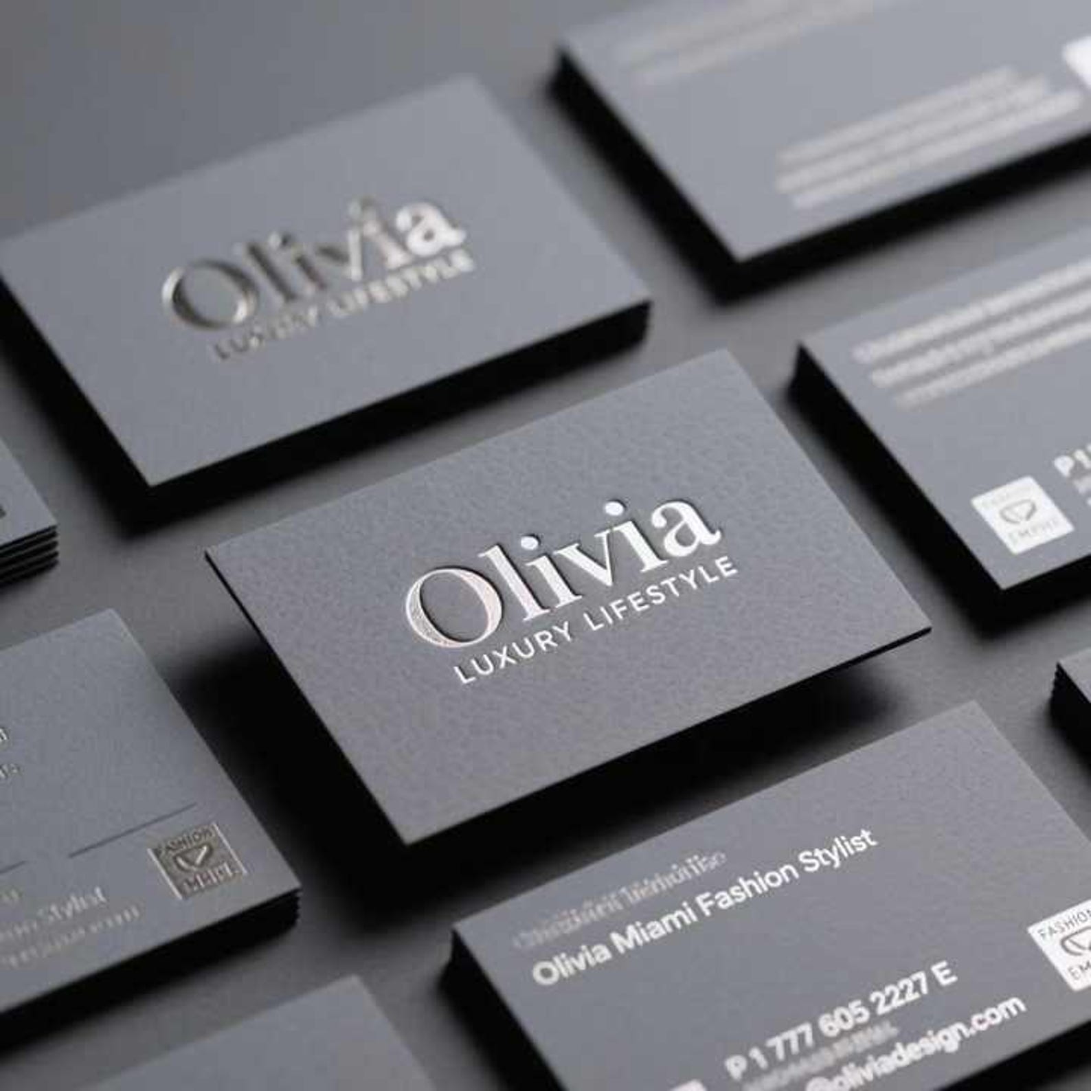 Luxury Silver Foil Business Cards Custom Dark Matte Business Card ...