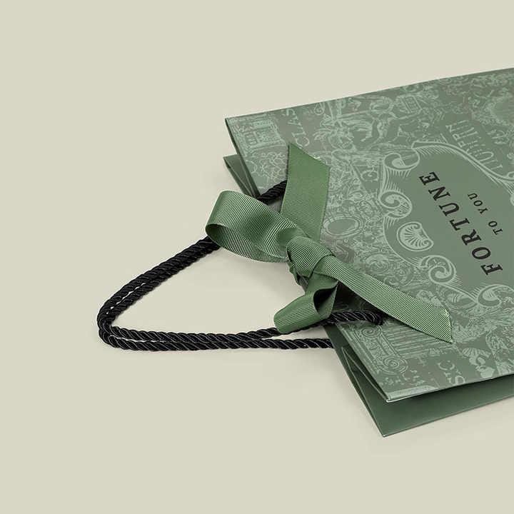 Custom Green Gift Bags With Ribbon, Elegant Packaging for Gifts ...