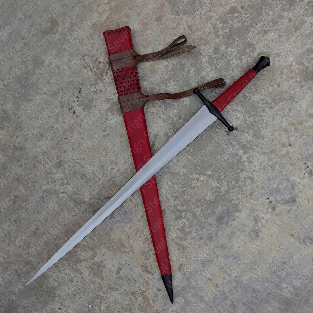 Medieval Replica Longsword – Handcrafted High Carbon Steel With Red ...