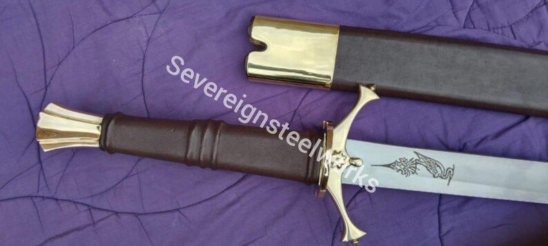Engraved Wheel of Time Sword – Personalized Viking Medieval Heron Mark ...