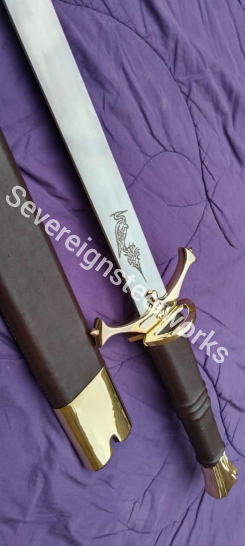Engraved Wheel of Time Sword – Personalized Viking Medieval Heron Mark ...