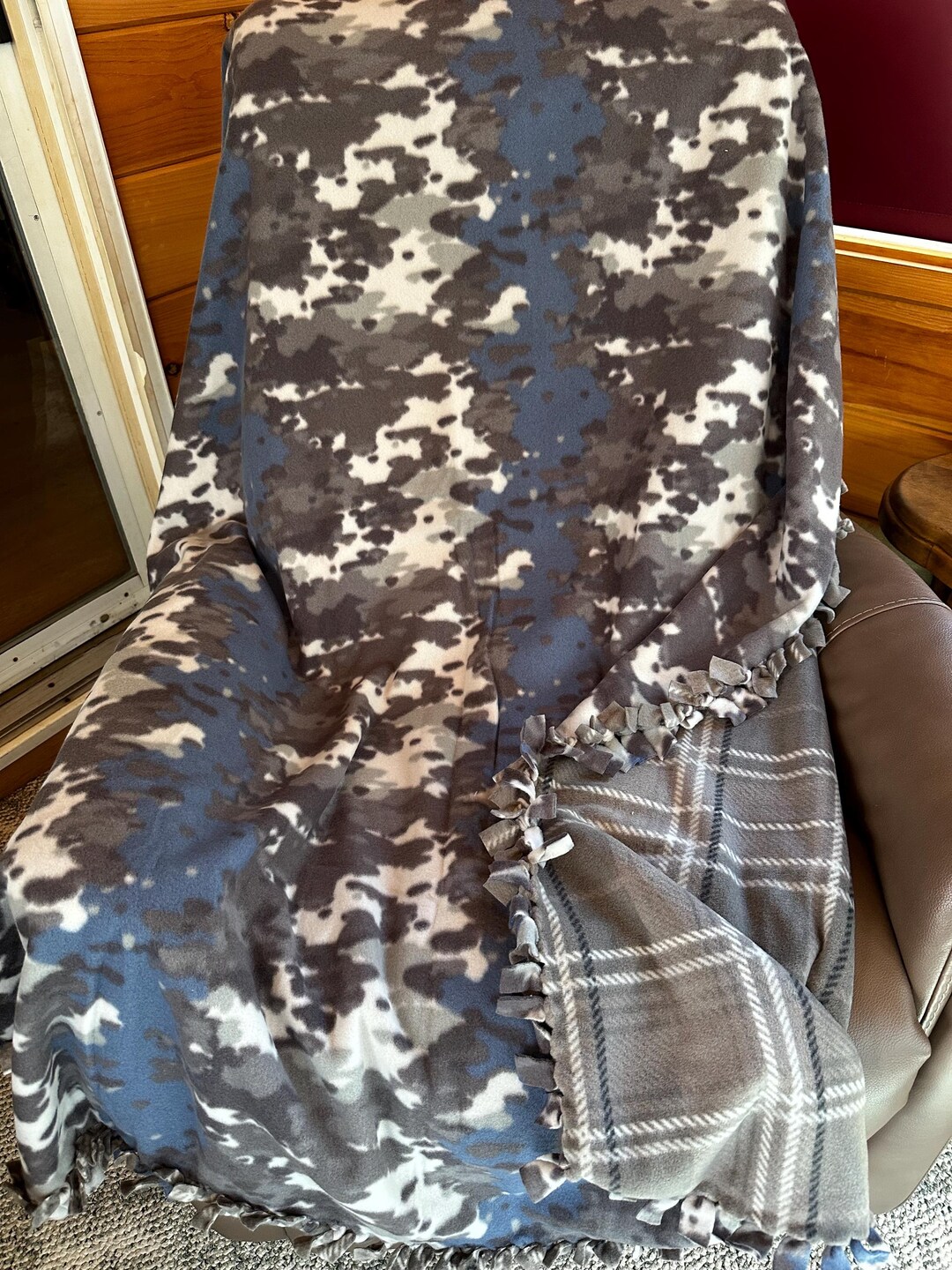 Blue Camouflage and Gray Plaid Fleece Blanket:boys Bedroom Decor - Etsy
