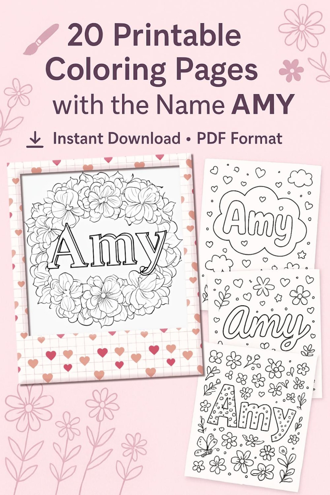 Personalized Name Coloring Book: 20 Fun Pages for Amy (digital Download ...