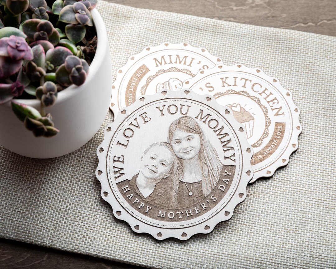 Personalized Photo Magnet, Custom Wood Magnets, Customized Gift for Mom ...