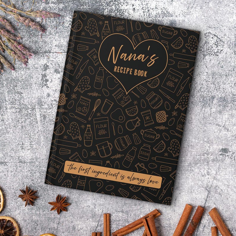 Personalized Recipe Book, Custom Hardcover Journal, Cooking Notebook ...