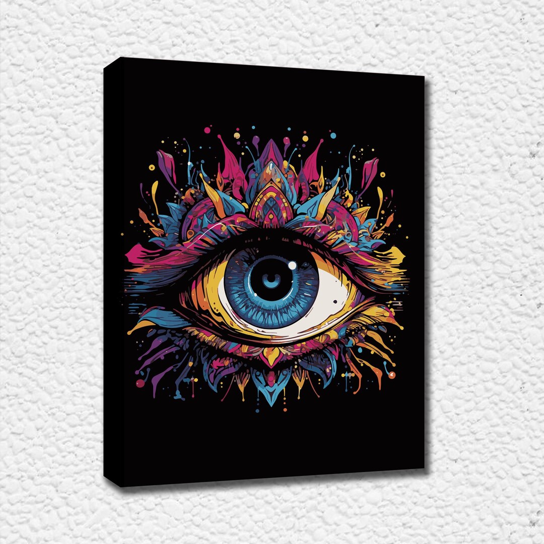 Psychedelic Eye Paint by Numbers Kit: Usa-made Framed Canvas (16x20 ...